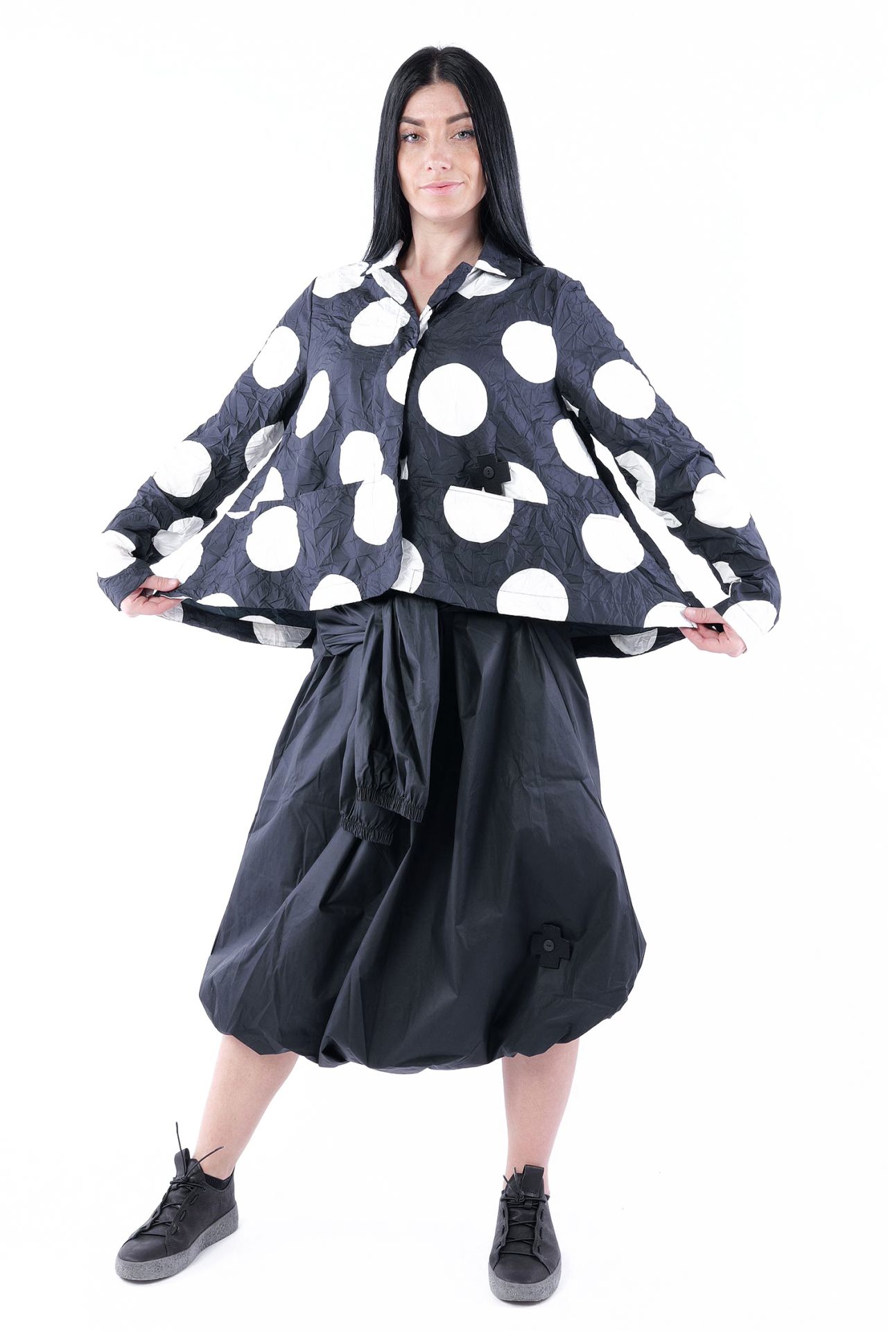 Plü Pluslavie A-line jacket - Black white dots - 8056