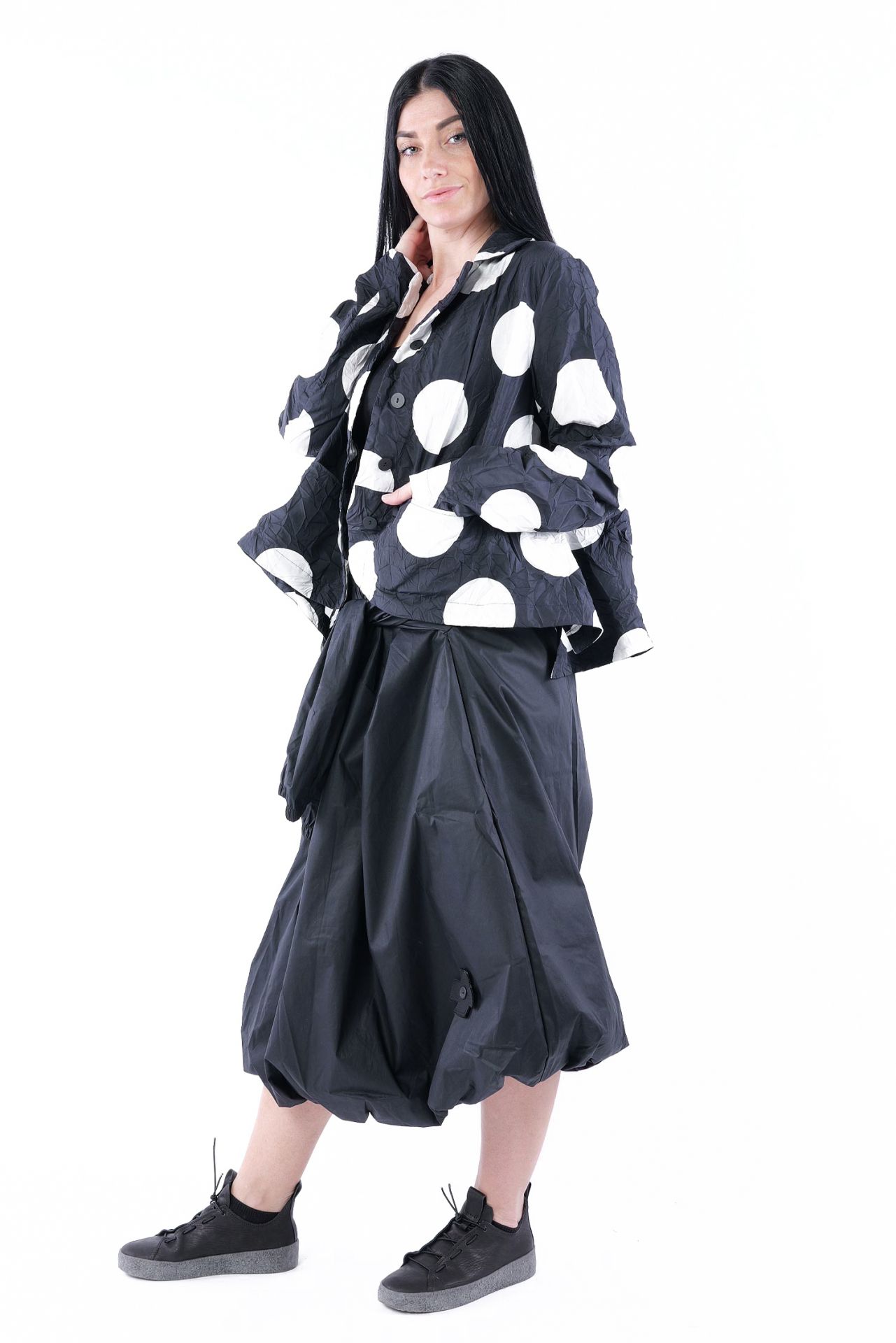 Plü Pluslavie A-line jacket - Black white dots - 8056