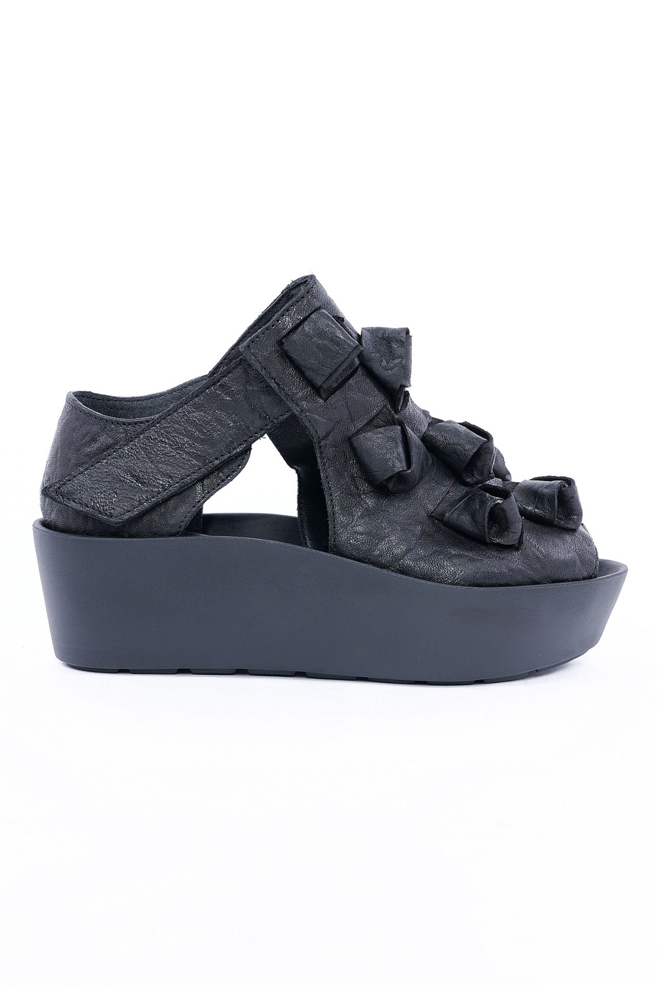 Papucei Ausgefallene Plateau Ledersandale - Aspen - black I SELECT