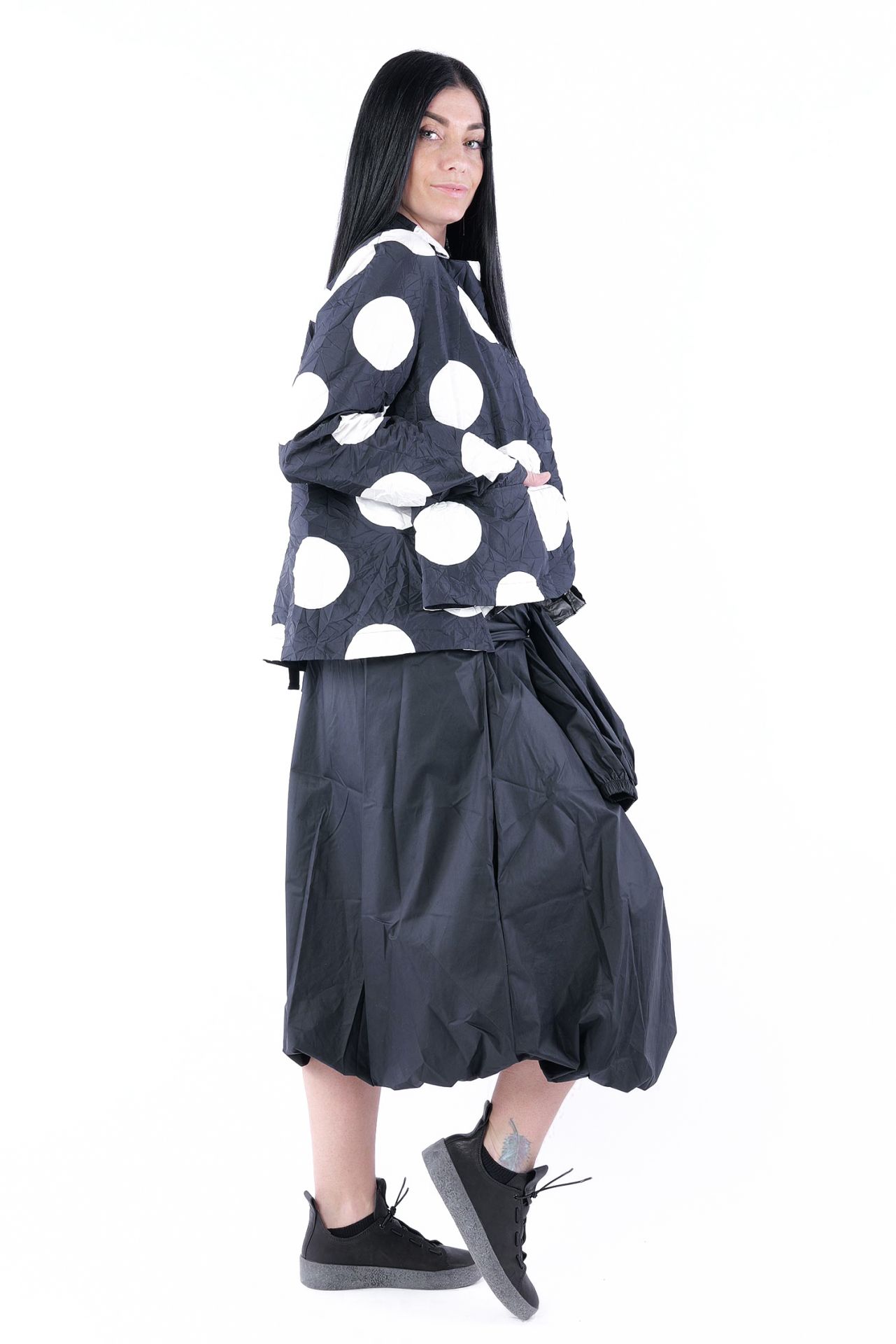 Plü Pluslavie A-line jacket - Black white dots - 8056