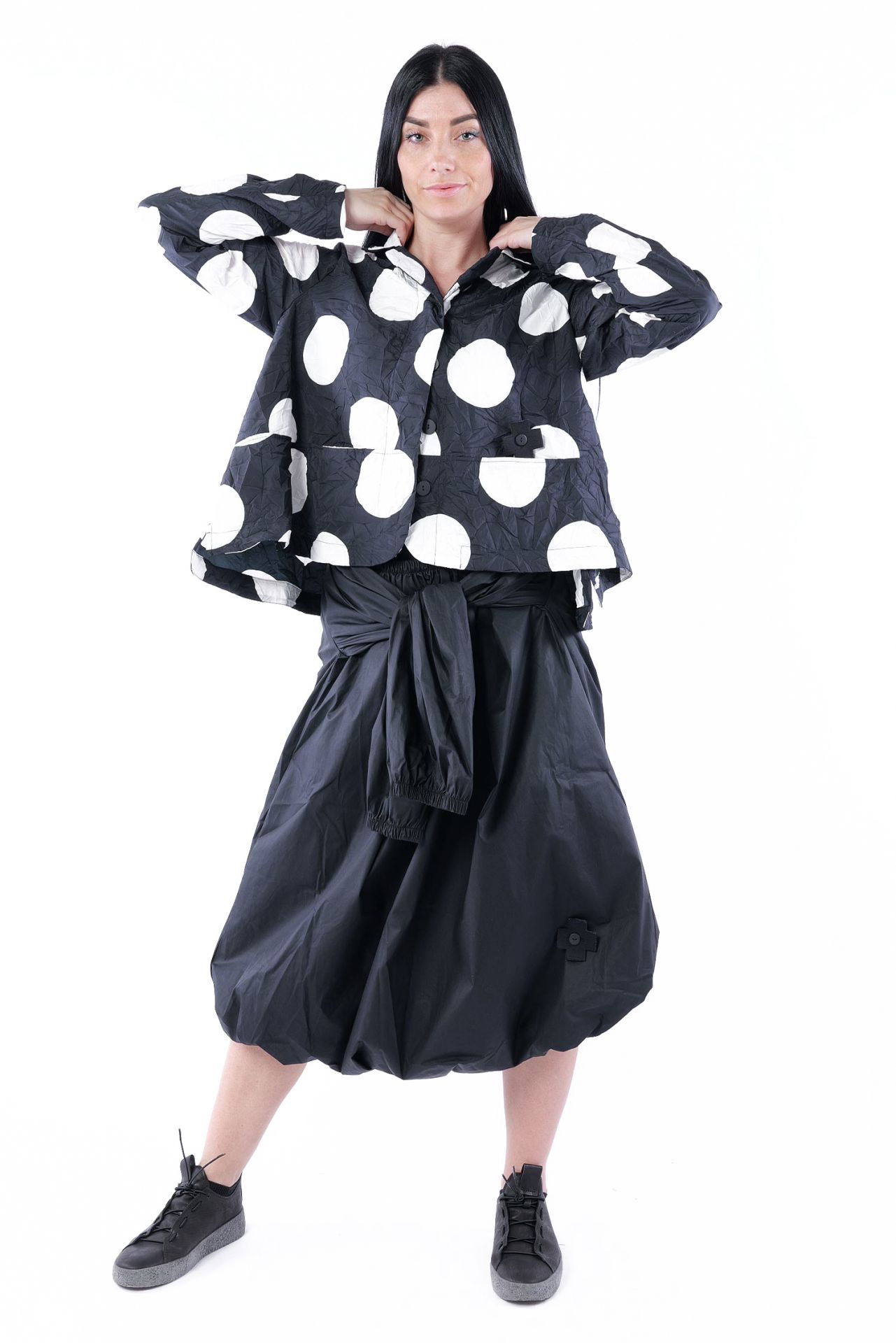 Plü Pluslavie A-line jacket - Black white dots - 8056
