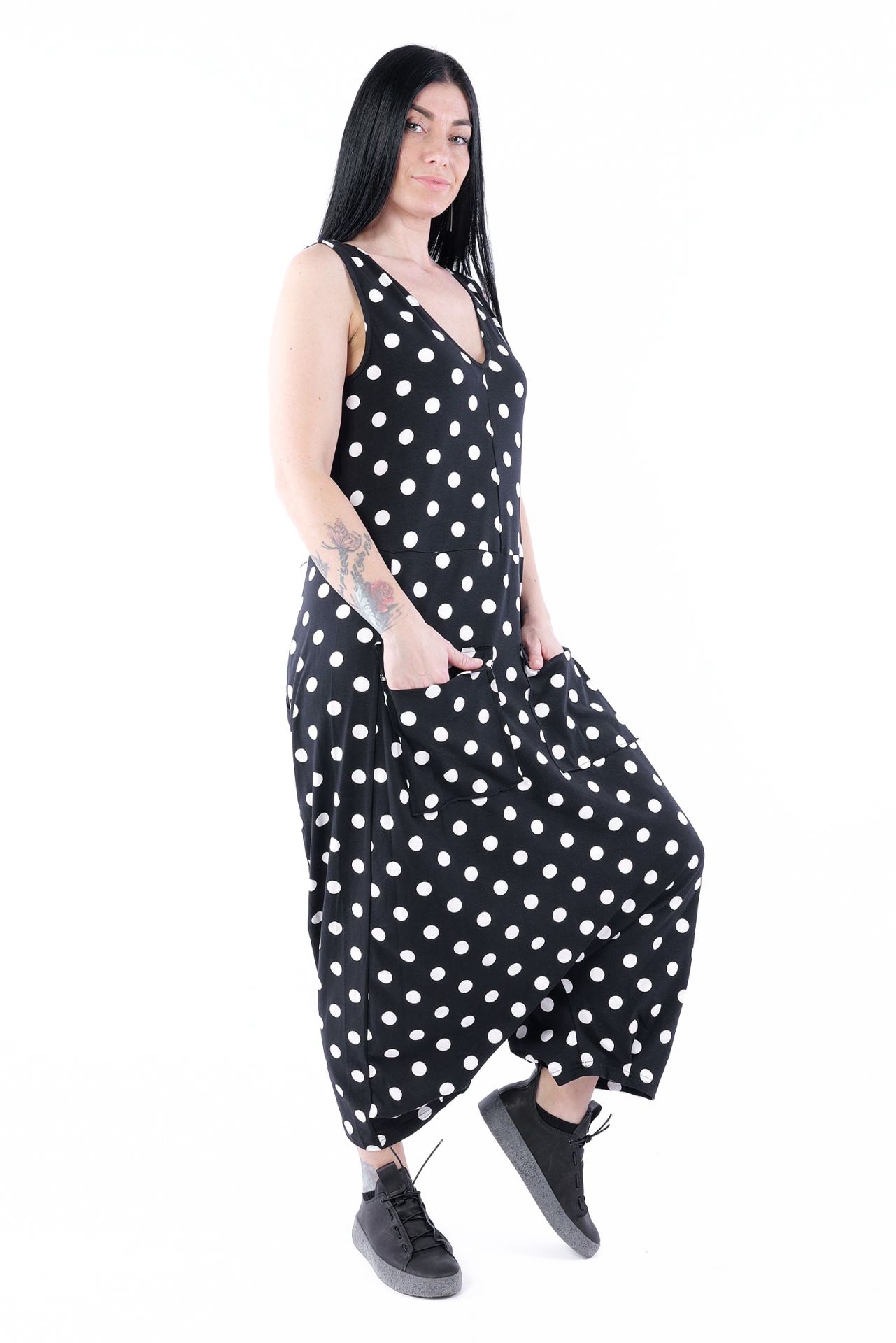 Plü Pluslavie Jersey jumpsuit - Black white dots - 1076