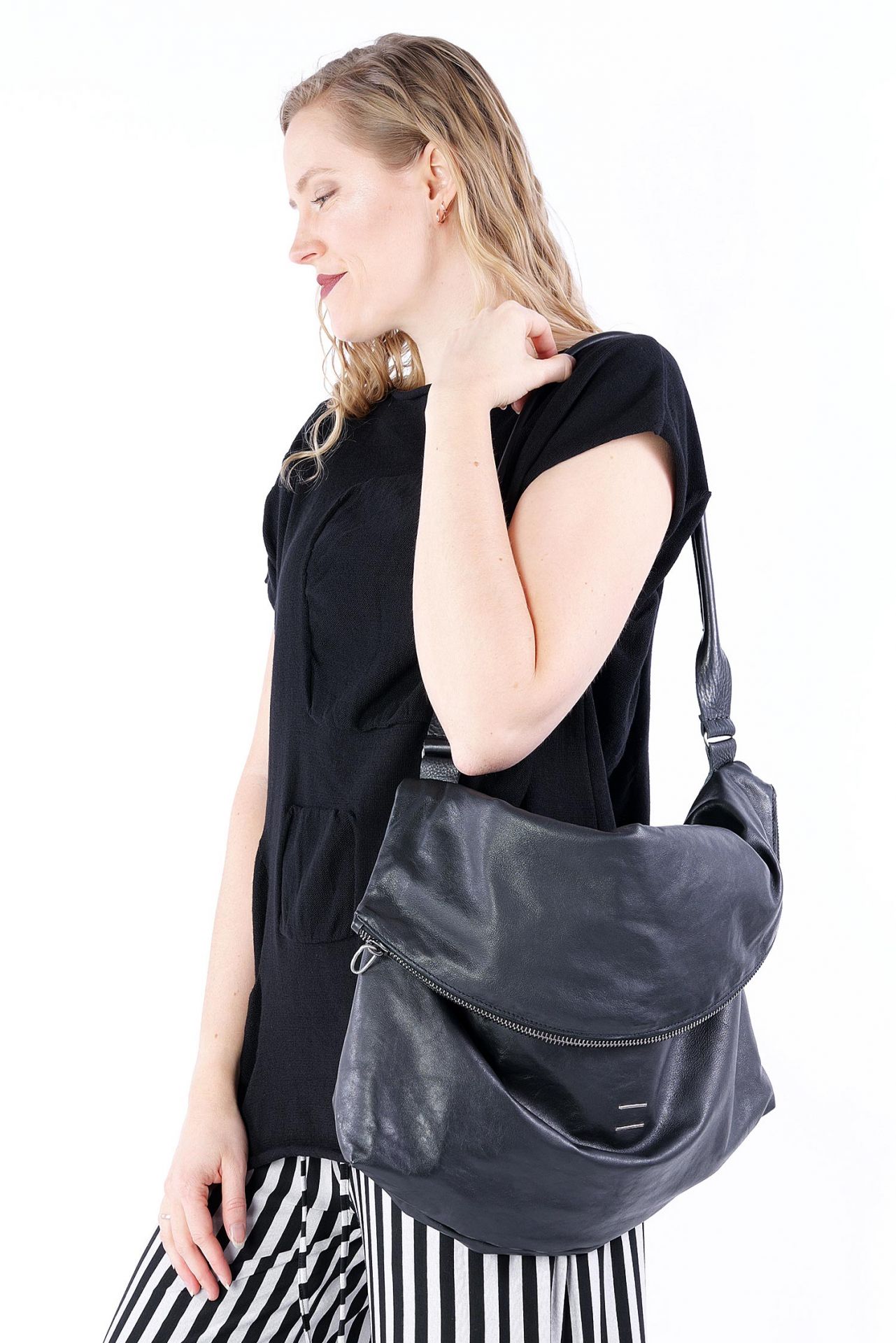 Daniele Basta Leather shoulder bag - Tina - black I SELECT