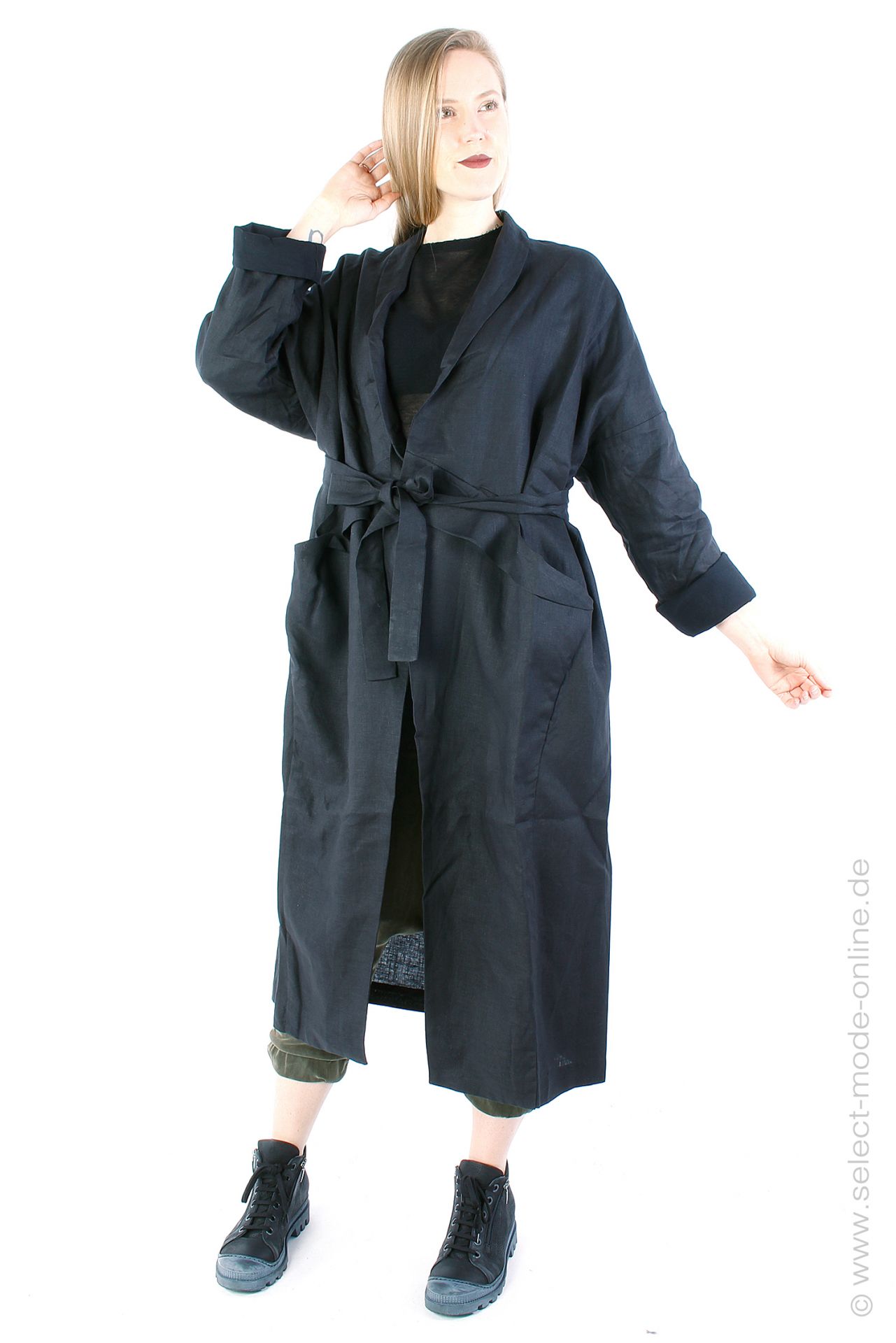 studio b3 - linen coat - Black - SUMMO