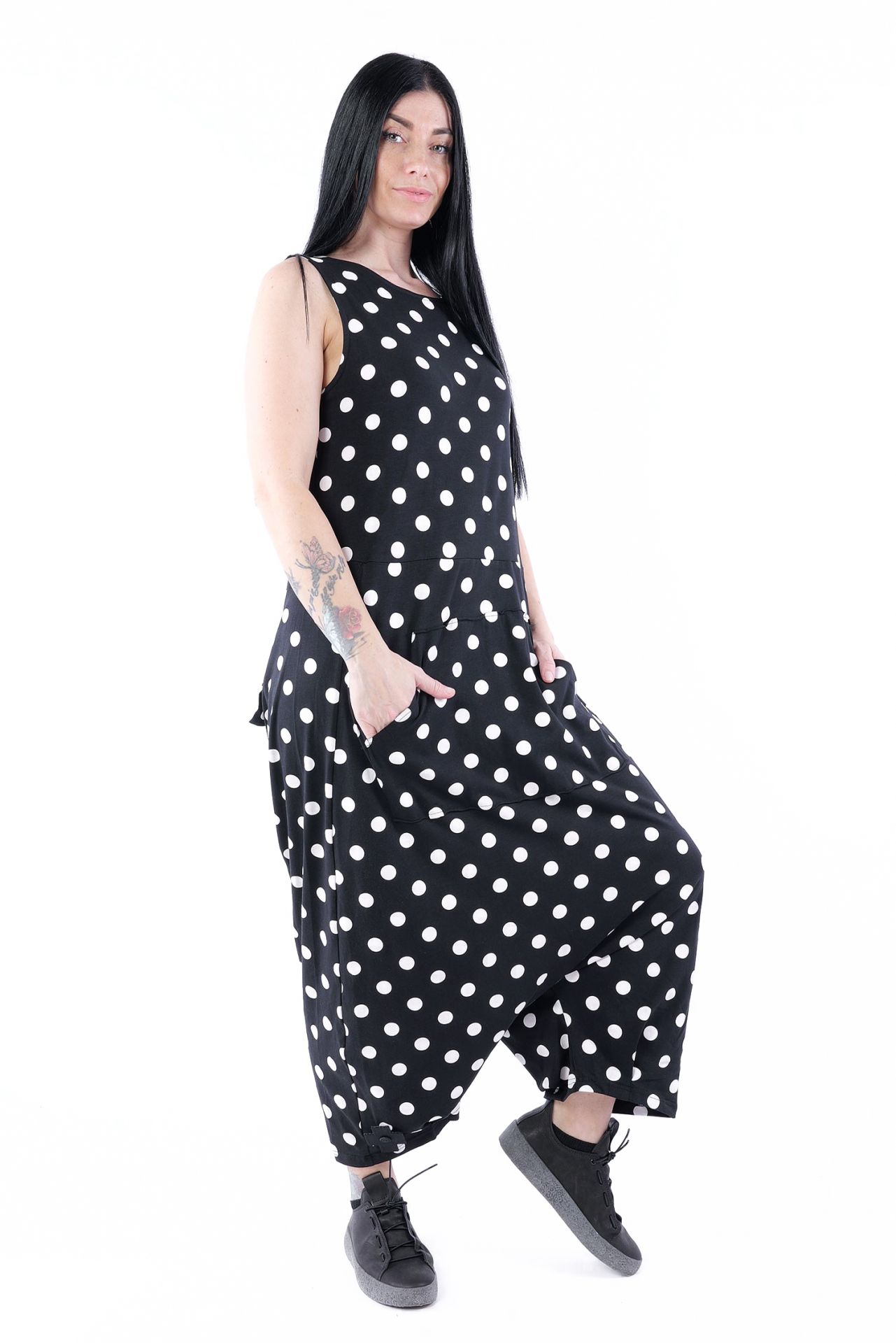 Plü Pluslavie Jersey jumpsuit - Black white dots - 1076