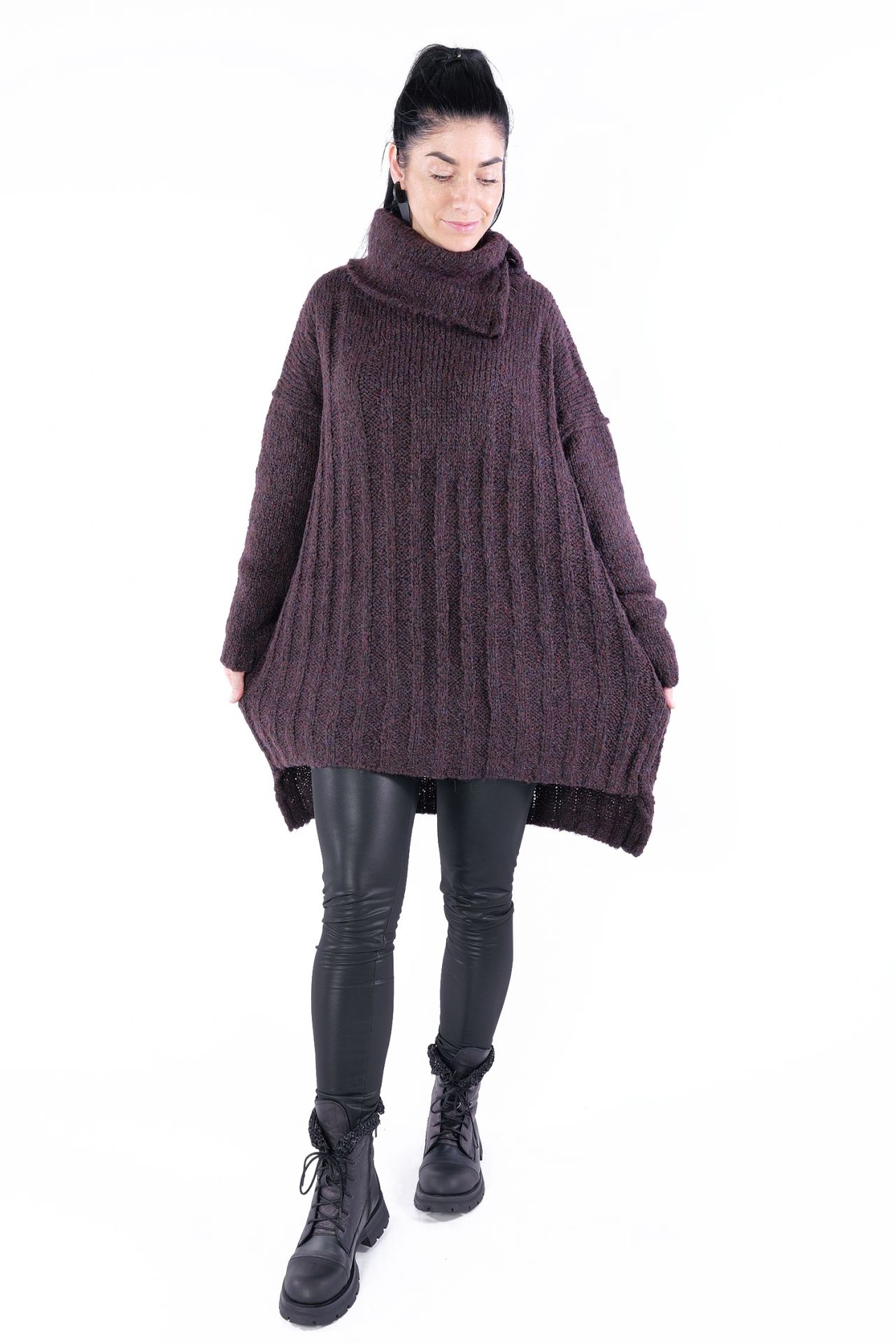 Studio b3 Chunky knit tunic - smoke burgundy - Erynia