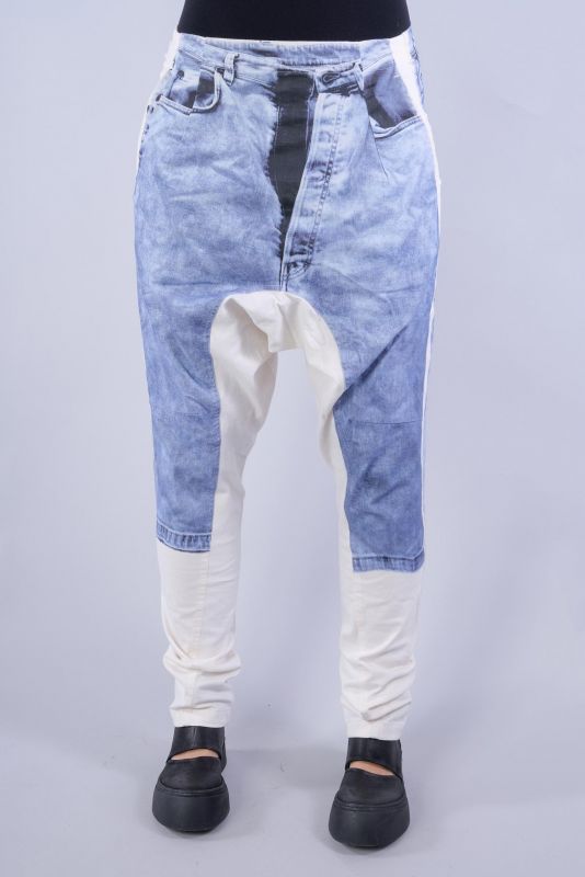 Rundholz DIP Pants with denim print - 1252110102 - denim prt I SELECT